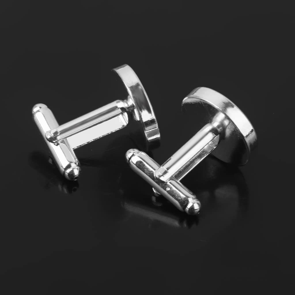 10Pcs Men Cufflinks Cuff Button Cabochons Frame Tray Bezel, Cufflink Blanks Setting Tray Brass (Color : A, Size : One Size) (A One Size)