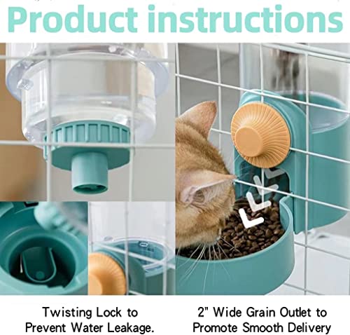 Aarpurt Hanging Automatic Dog Water Dispenser Feeder, Water Food Bowl for Cage Pet, Gravity Auto Feeder Waterer Set forSmall and Medium Pets