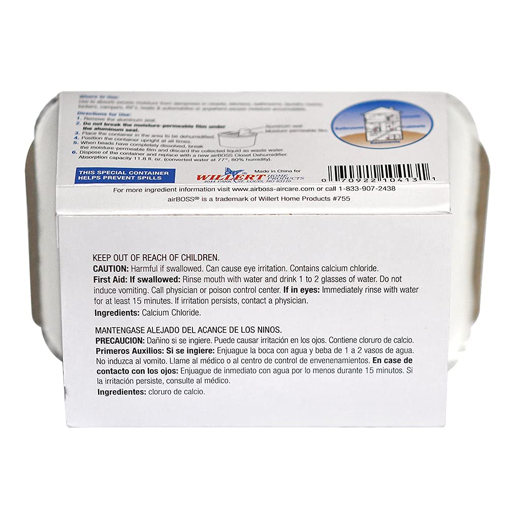 airBOSS Closet Dehumidifier, Fights Mildew and Odors in Small Spaces, Fragrance Free, No Spills, 6.7 oz, Pack of 6