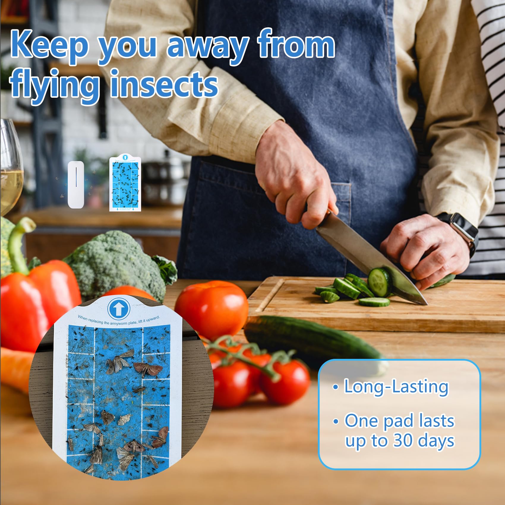 24 Pack Flying Insect Trap Refill Kit, Replacement Sticky Glue Cards Mosquito Plug-in Fly Traps Indoor, Safe Flying Insect Catcher Featuring Light Attraction for Moth, Gnats and Flies