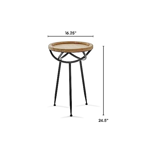 Amazon Brand โ Stone & Beam Modern Rustic Wood and Metal Side End Table, 16.25" W, Natural