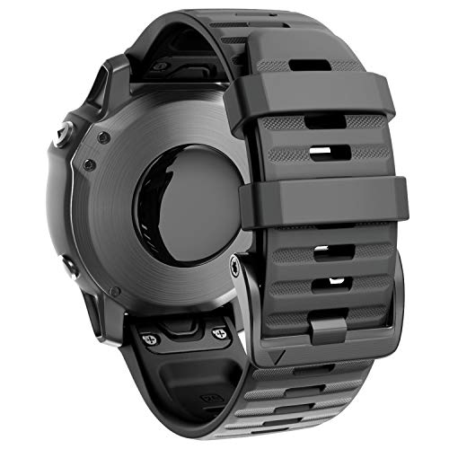 ANCOOL Compatible with Fenix 6X/7X Band 26mm Easy-fit Soft Silicone Watch Band Replacement for Fenix 5X/Fenix 5X Plus/Fenix 3/Fenix 6X Pro/Descent Descent MK2i Smartwatches (Black)