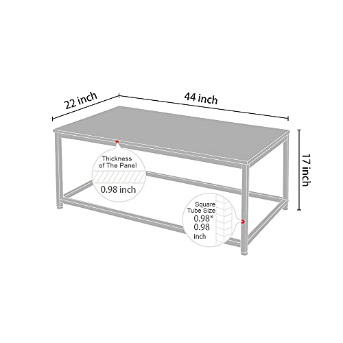 AZL1 Life Concept Coffee Table with Metal Frame,Clean, contemporary design meets rustic industrial style,for living room, office, Dark Brown/Black