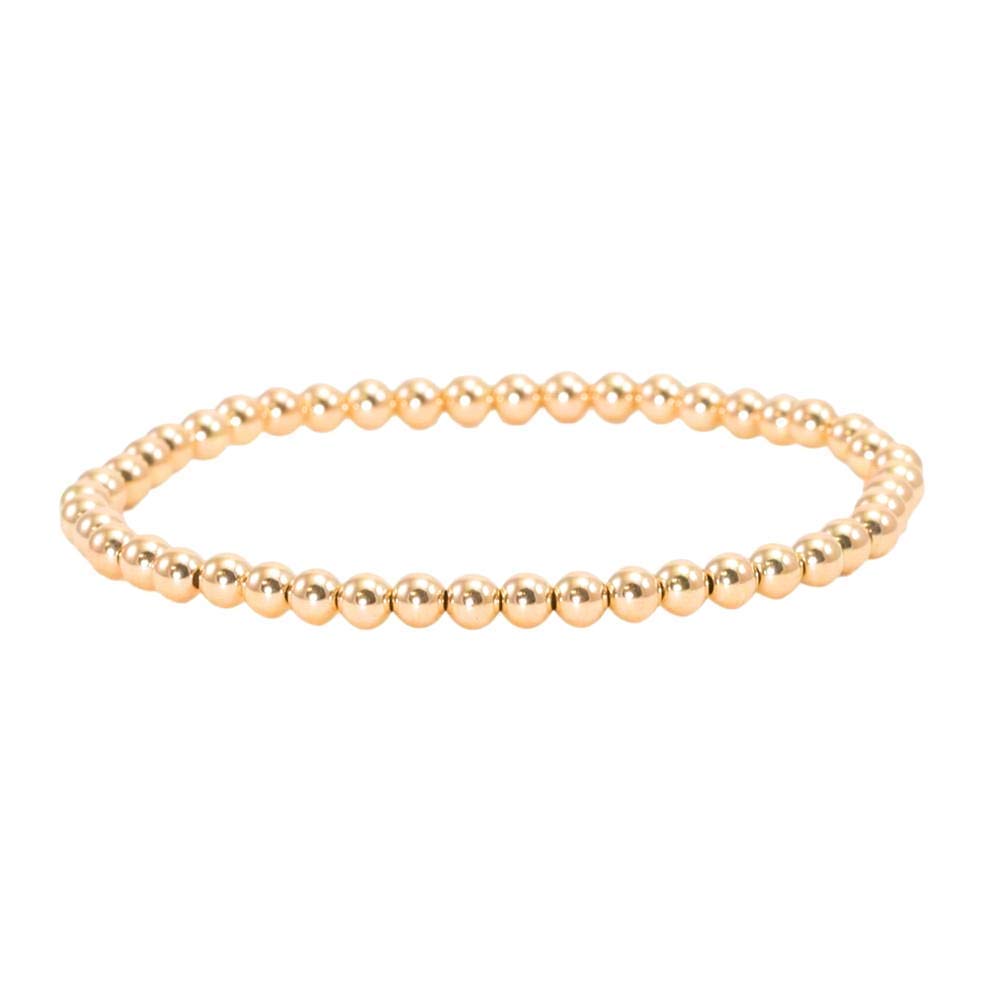 14k Gold Filled Beaded Ball Bracelet, 4mm, Dainty Layering Jewelry, Stacking Stretch Bracelets (6)