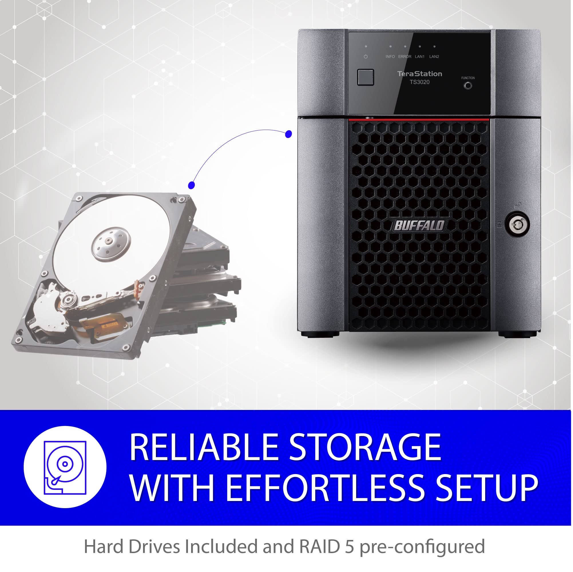 BUFFALO TeraStation 3420DN 4-Bay SMB 32TB (4x8TB) Desktop NAS w/Hard Drives Included Network Attached Storage
