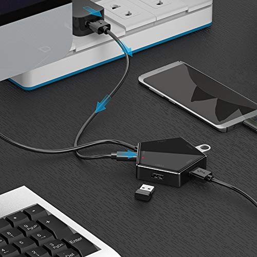 TWDYC USB Hub,Four USB 3.0 Hub with Micro External Power Hole High Speed Four Port Splitter (Color : White)