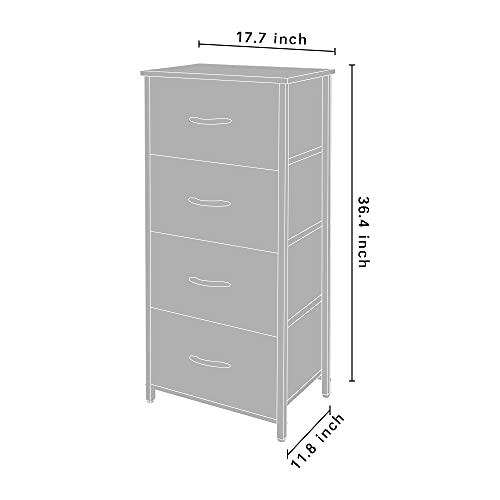 AZL1 Life Concept 4 Drawers Fabric Dresser Storage Tower, Organizer Unit for Bedroom, Closet, Entryway, Hallway - Dark Grey