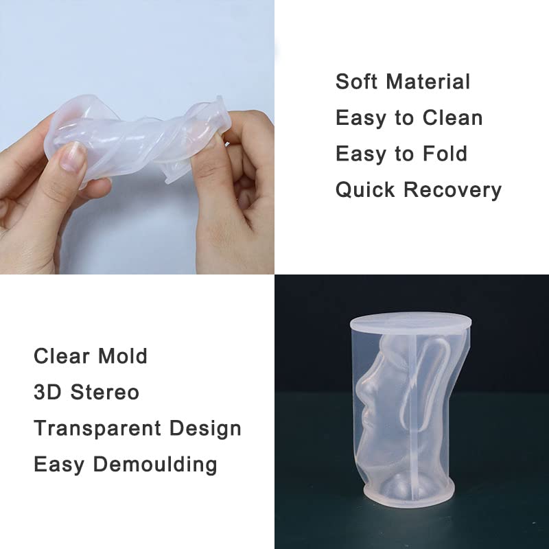 Abstract Human Face Candle Mold, 3D Silicone Candle Molds for Candle Making, Silicone Resin Casting Mold, DIY Epoxy Resin Mold for Soap Crafts, Resin Casting Christmas Home Decor