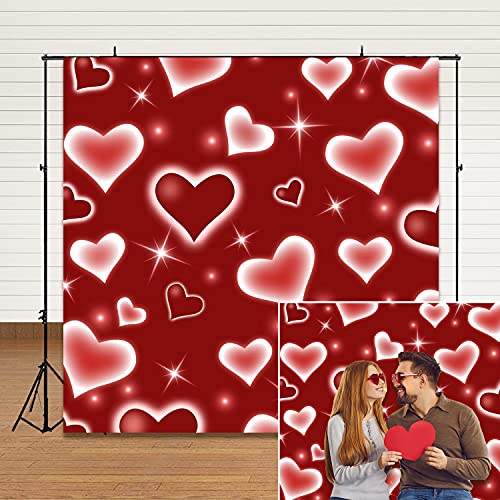 Mocsicka Early 2000s Photography Backdrop Red Heart Photo Backdrop Valentines Heart Stars Valentines Day Party Decoration Newborn Kids Portrait Photo Props