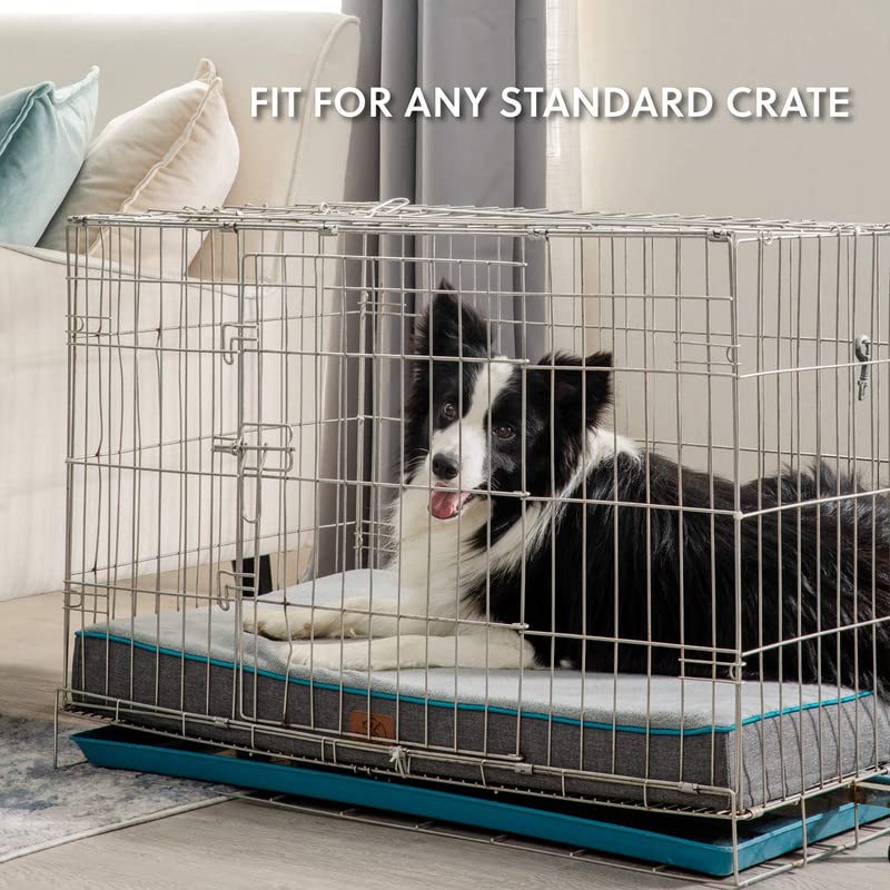Bedsure Memory Foam Dog Bed for Large Dogs - Orthopedic Waterproof Dog Bed for Crate with Removable Washable Cover and Nonskid Bottom - Plush Flannel Fleece Top Pet Bed, Grey