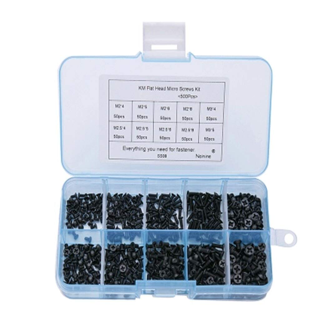 250Pcs/500Pcs M2 M2.5 M3 KM Screw Countersunk SSD Electronic Repair Screws Accessories for Sony DELL for Samsung IBM HP for Toshiba - (Size: 500 Mixed)
