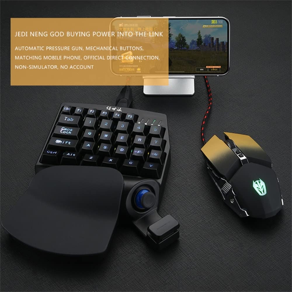 20CB Mini Wired One Handed Professional Gaming Keyboard, One Hand Automatic Pressure Rocker Left-Handed Keyboard for Battleground Game