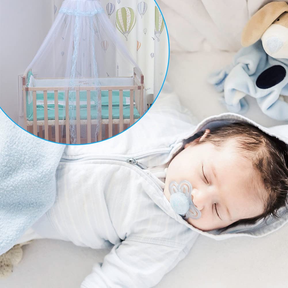 ROPALIA Universal Crib Floor Mosquito Net, Palace Dome Mosquito Net Foldable Mosquito Cover with Lace for Kids
