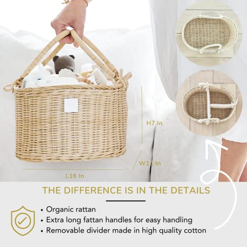 BEBE BASK Premium Nursery Bundle - Matching Baby Changing Basket & Baby Diaper Caddy Organizer - Handmade & Organic