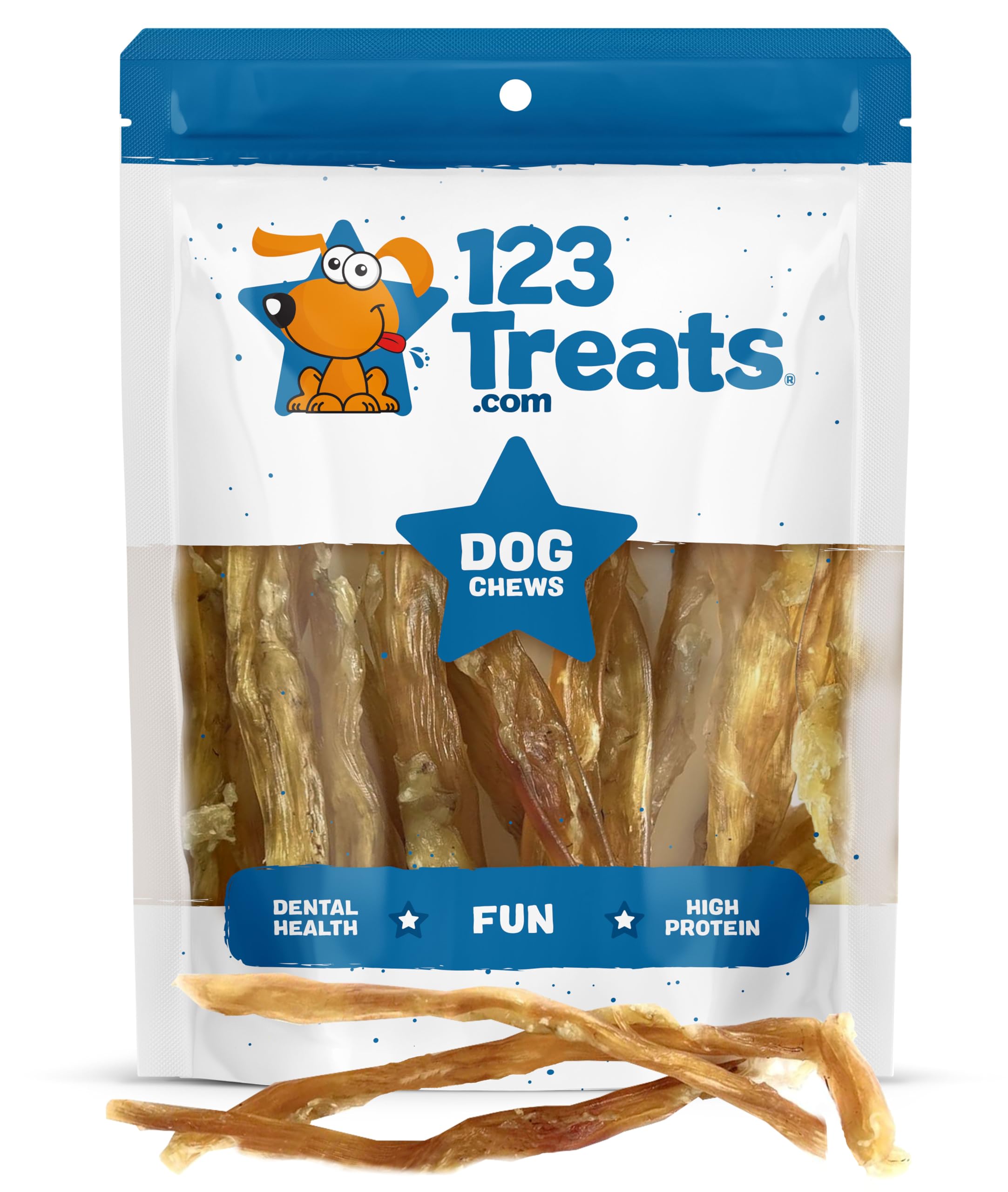 123 Treats | Beef Tendon Chews for Dogs | Snacks Made from Tendons | 7-9 inches - Stick for Dogs (8oz Bag)