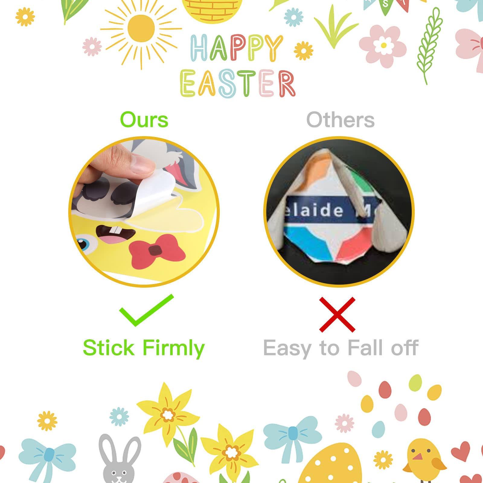 Aitsite 36pcs Easter Animal Stickers with Bunny, Chicken, Easter Eggs, Easter Stickers, DIY Easter Art and Craft Stickers for Kids Home (24pcsDIY Sticker)