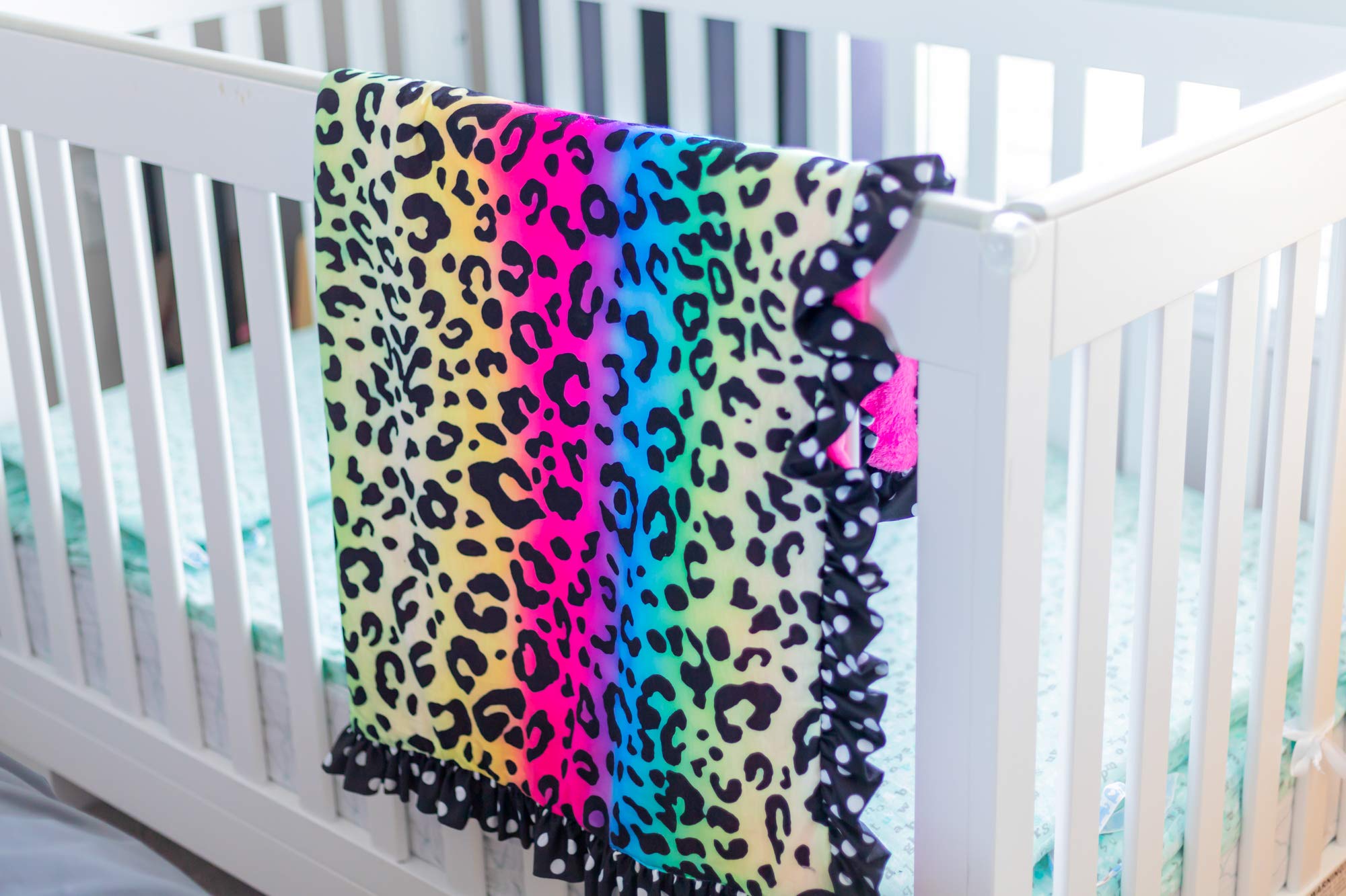 CandyJane Baby Blanket for Girls, Infant, Toddler, Rainbow Leopard Print, Super Soft Minky Fabric, 30 X 40 Inch (CJLBB1984)