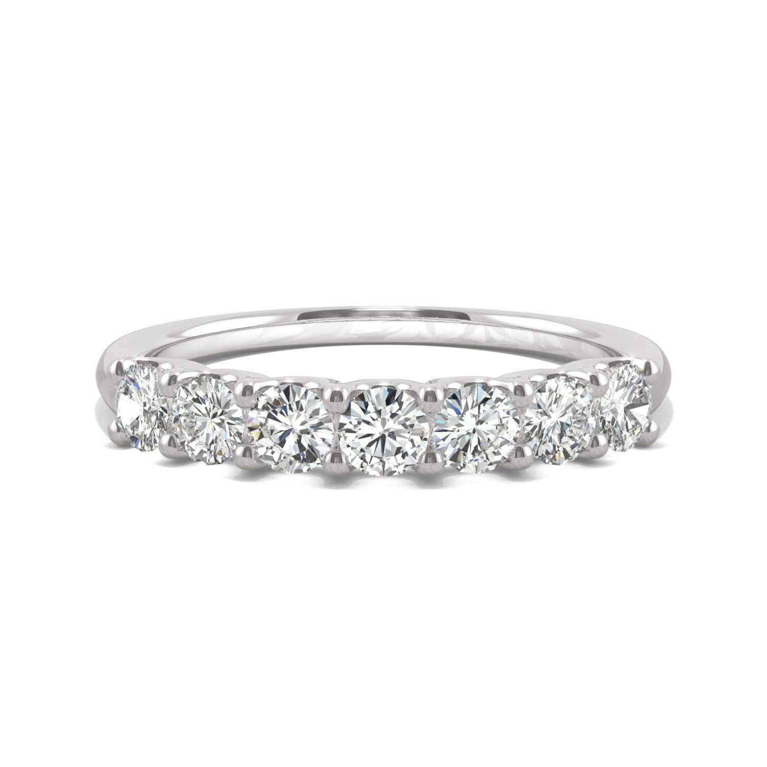 14K White Gold Moissanite by Charles & Colvard 3mm Round Wedding Band-size 6 0.70cttw DEW