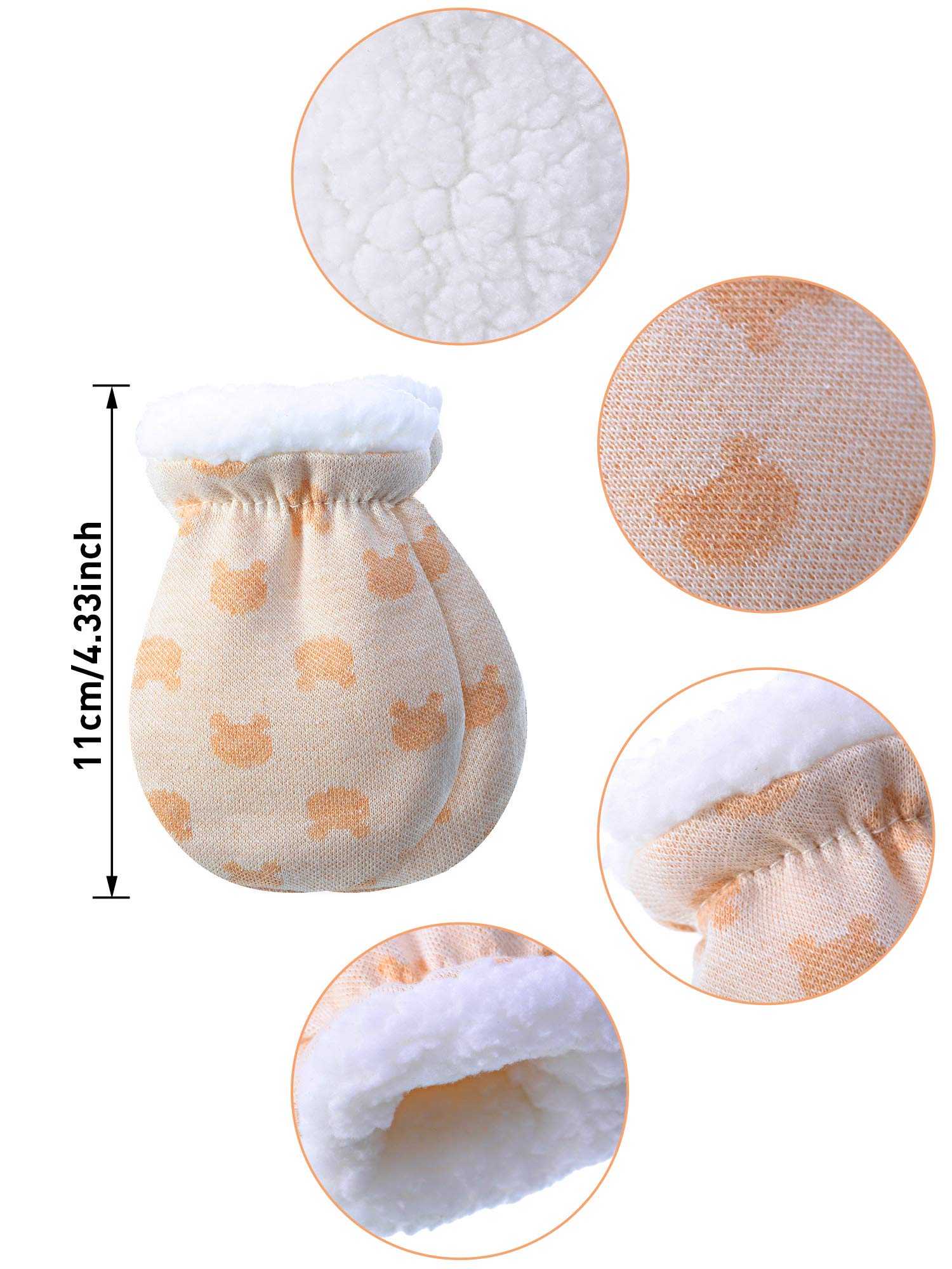 Blulu 3 Pairs Newborn Mitten Gloves Baby Winter Mittens Warm Infant Cotton Mittens