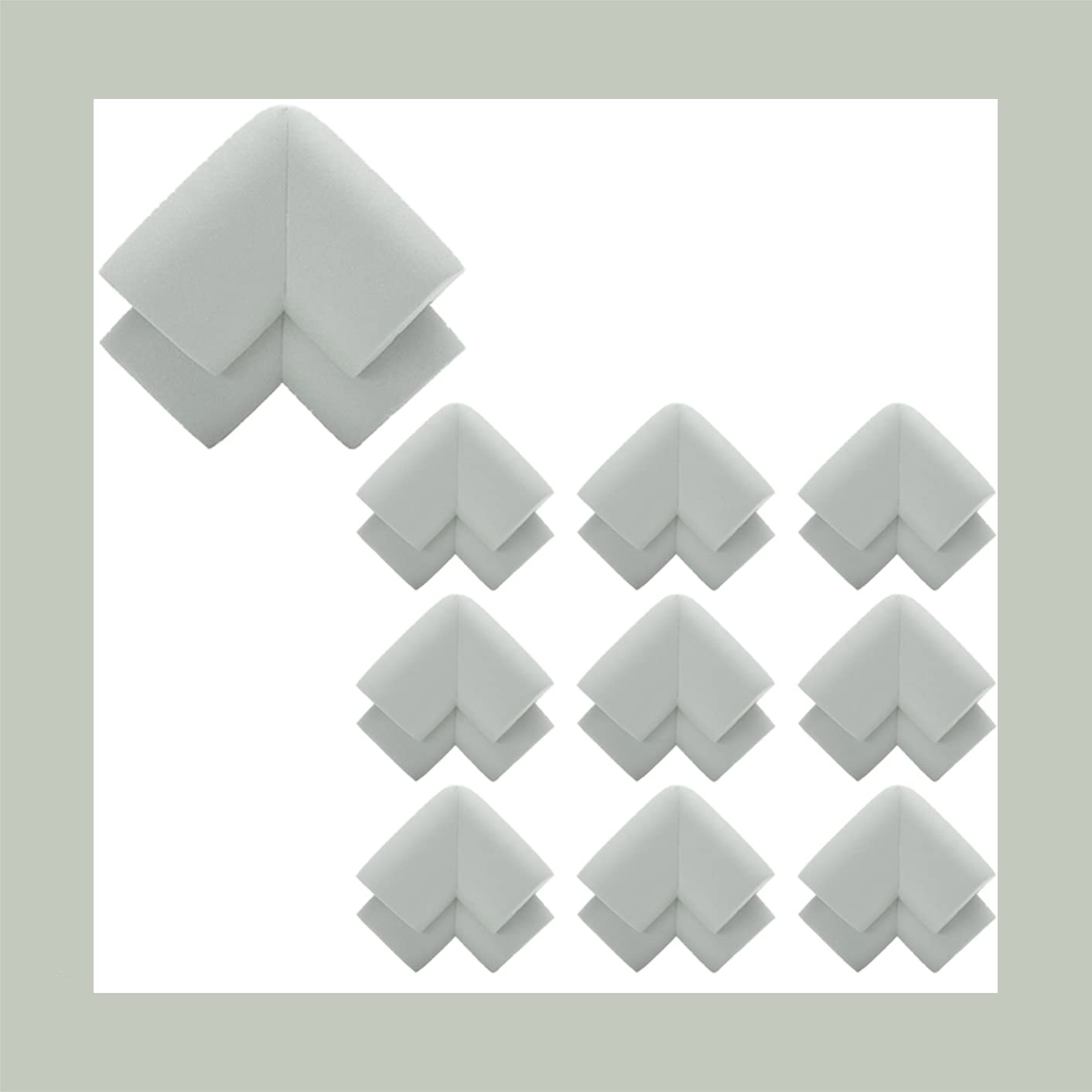 20 Pcs Grey Table Corner Protectors Baby Proofing Edge and Corner Guards for Furniture Table Desk Stair Cabinet Pre-Applied Double-Sided Tape Thicker Style