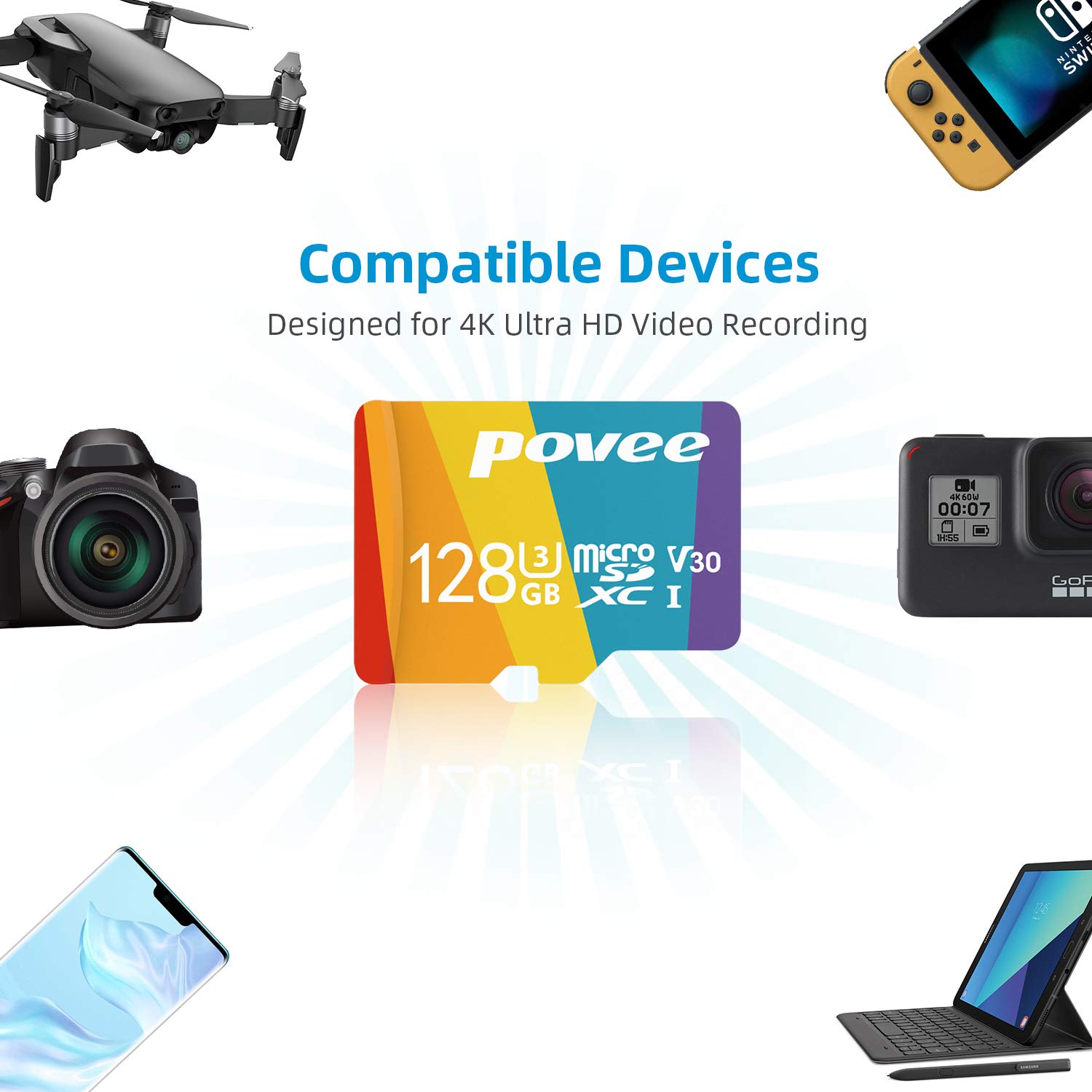128GB Micro SD Card,Memory Card for Nintendo Switch and Surveillance Camera,MicroSD Card for Smartphone Nintendo Galaxy Fire and Gopro