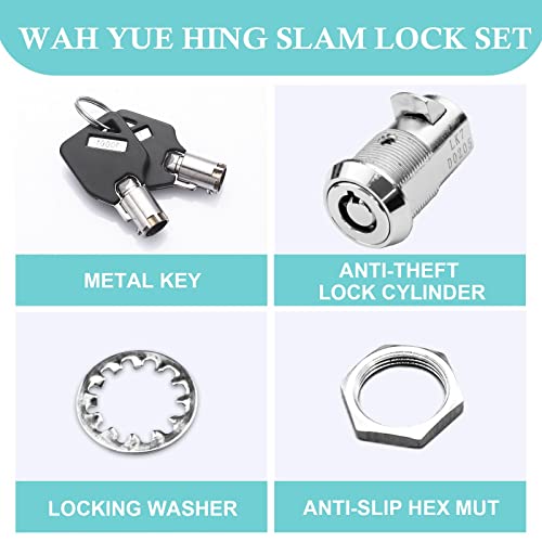 3 Pack Tubular Cam Locks Tubular Keyway (Keyed Aliked) Slam Lock for Cabinet Drawer