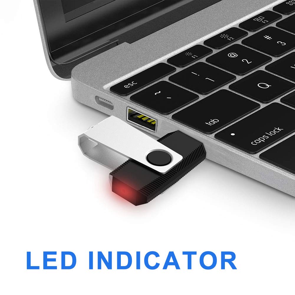 128GB USB 3.0 Flash Drive, K&ZZ Thumb Drives Swivel USB Drive Gig Stick High Speed Memory Stick Backup Flash Disk for Fold Digital Data Storage with Black Portable Lanyard,128 GB
