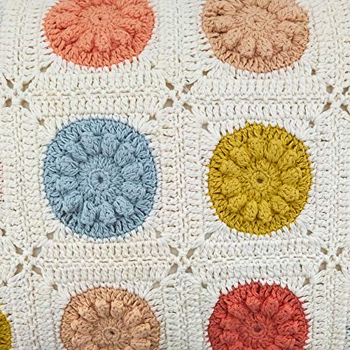 SARO LIFESTYLE Crochetage Collection Poly Filled Crochet Throw Pillow, 12" x 16", Multi