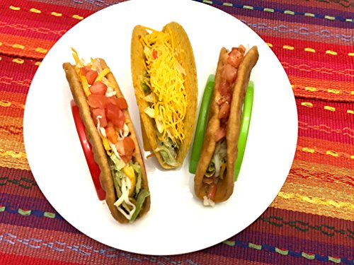 9pc Colorful Stackable ALAZCO Taco Holder Stand Server - For Soft & Hard Shell Taco - Backyard Party Picnic Fiesta (3 Red, 3 Green, 3 Yellow) BPA Free