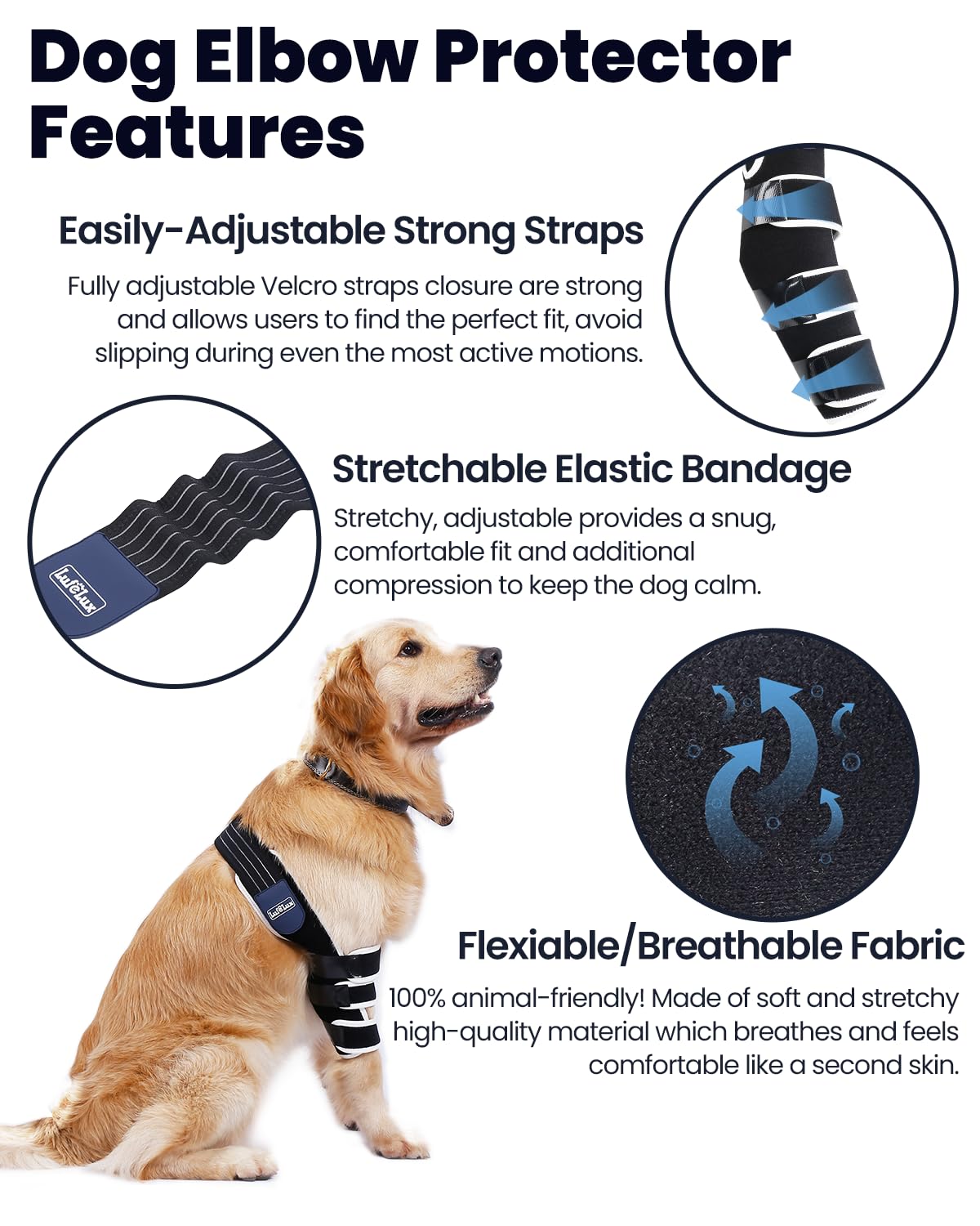LufeLux Dog Elbow Protector, Padded Elbow Brace for Canine, Shoulder Support Protection for Callus, Hygroma, Dysplasia, Arthritis, Osteoarthritis, Pressure Sores, Avoid Cone of Shame