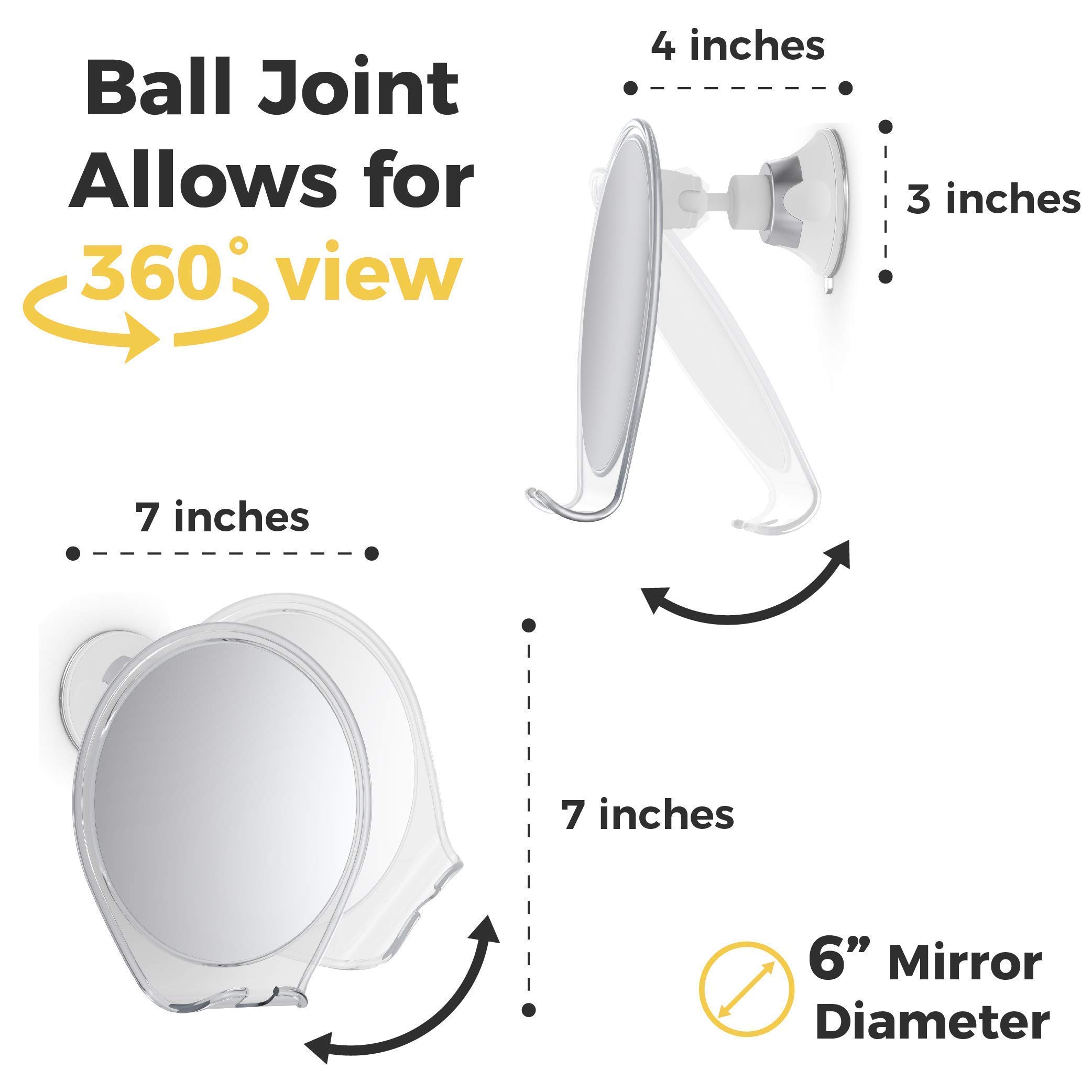 HONEYBULL Shower Mirror Kit | Suction Cup & Hook Sticker (Small)