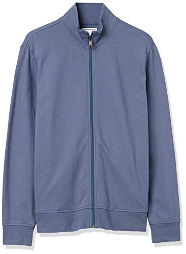 Amazon Essentials Men's Lightweight French Terry Full-Zip Mock Neck Sweatshirt, Indigo, Medium