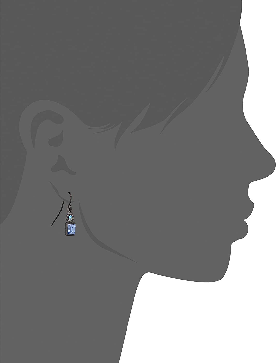 1928 Jewelry Round AB Crystal & Light Sapphire Blue Square Drop Earrings