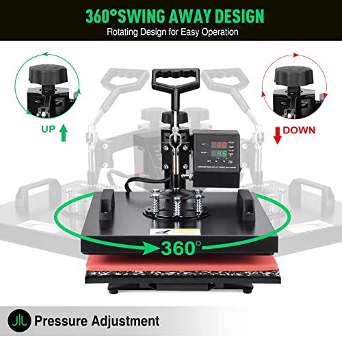 Slendor 8 in 1 Heat Press Machine 15x15 inch 360-Degree Swing Away Digital T Shirt Pressing Machine Multifunction Heat Transfer Sublimation Combo for T Shirts Mugs Hat Plate Cap