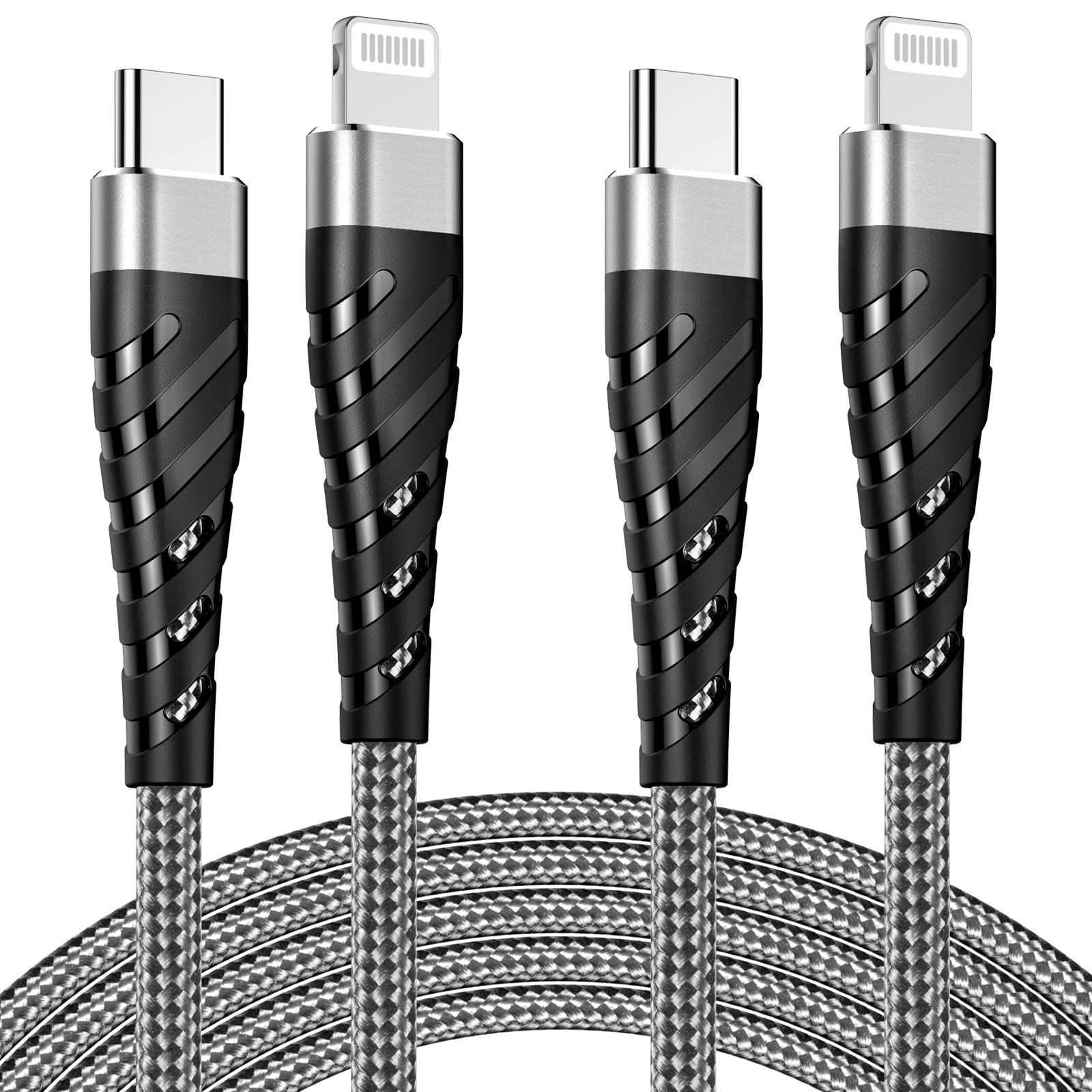20W Nylon USB C to Lightning Cable 6ft 2Pack, USB C iPhone Charger, Apple MFi iPhone Charger Cord Fast Charging Compatible with iPhone 14 13 Pro 12 Pro Max 12 11 X XS XR 8 Plus, AirPods Pro, iiPad
