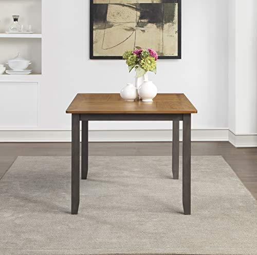 OSP Home Furnishings West Lake Dining Table Set, 5-Piece, Antique Finish Natural Top and Grey Base with Charcoal Fabric