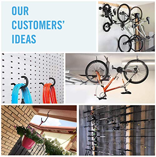 SMARTOLOGY 8 Garage Bike Hooks with 9 Pack Extension Cord Holder Organizer and 6 Pack Elastic Storage Strap