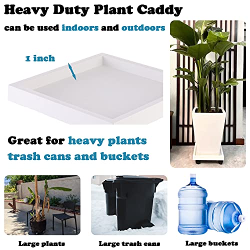 3 Pack Square Plant Caddy with Wheels Rolling Plant Stand with Wheels 12 Inch Plant Dolly Heavy Duty Large Potted Plant Mover with Casters for Indoor and Outdoor, White