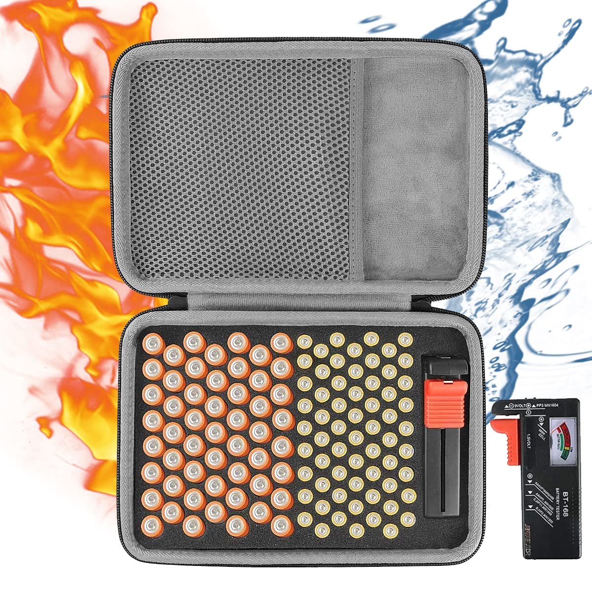 co2CREA Organizer Storage Case for Household Batteries AA Double A/AAA Triple A Everyday Alkaline Battery, Hard Battery Organizer Storage Box, Carrying Case Bag Holder - Holds 116 Batteries