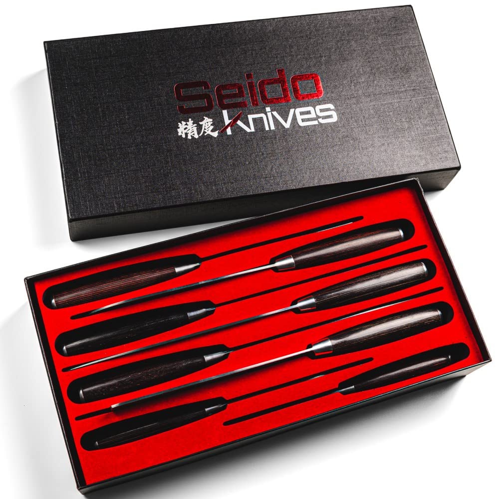 Seido Knives Master Chef Knife Set, 8-Piece Kitchen Knife Set, High-Carbon Stainless Steel Handmade Culinary Knives, Professional Chef Knives, Kitchen Knives