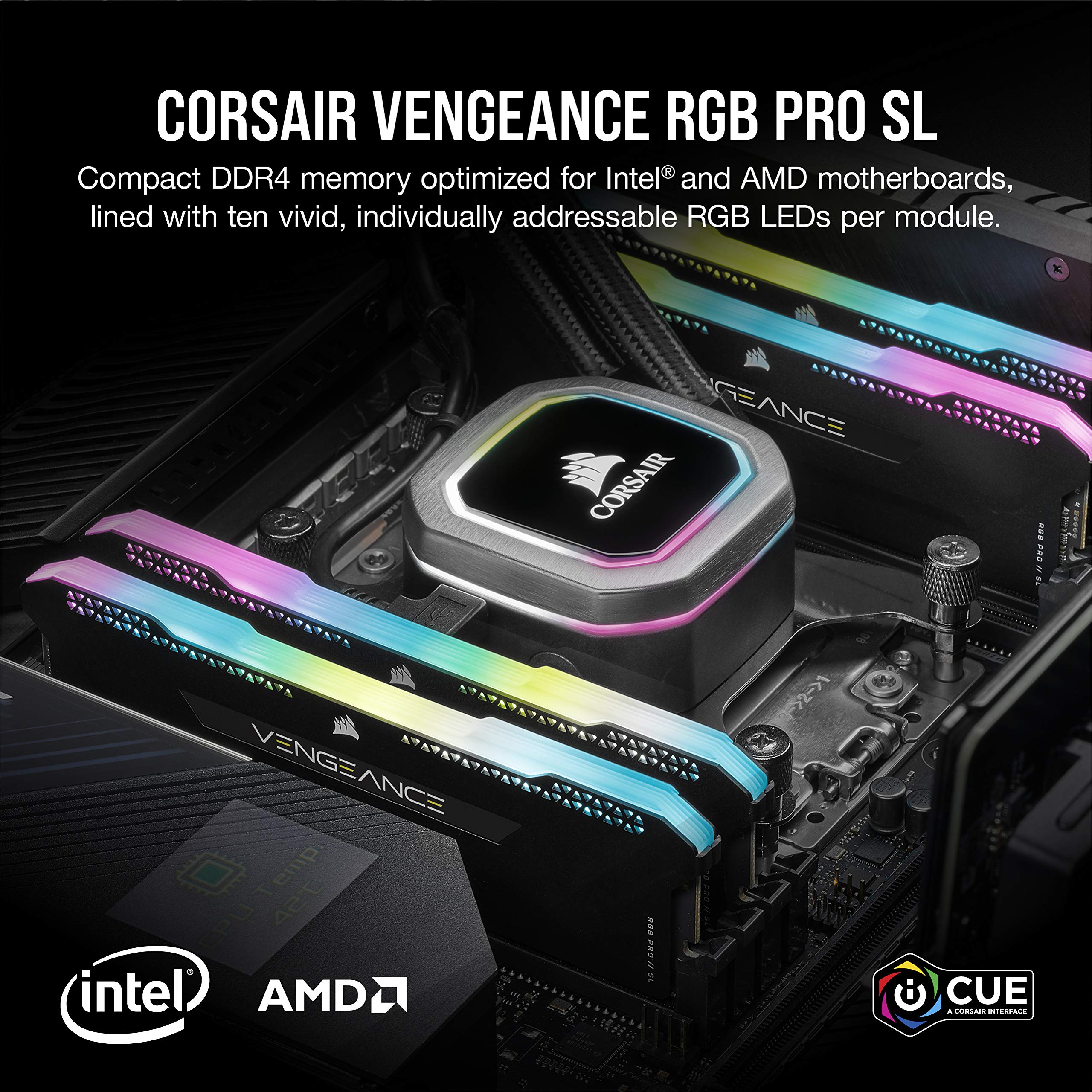 Corsair Vengeance RGB Pro SL 128GB (4x32GB) DDR4 3200 (PC4-25600) C16 1.35V Desktop Memory - Black (CMH128GX4M4E3200C16)