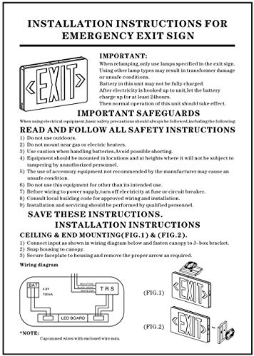 OSTEK Red LED Exit Emergency Sign Light - Standard - Battery Backup, Dual LED Lamp ABS Fire Resistance UL-Listed 120-277V (RED EXIT SIGN)