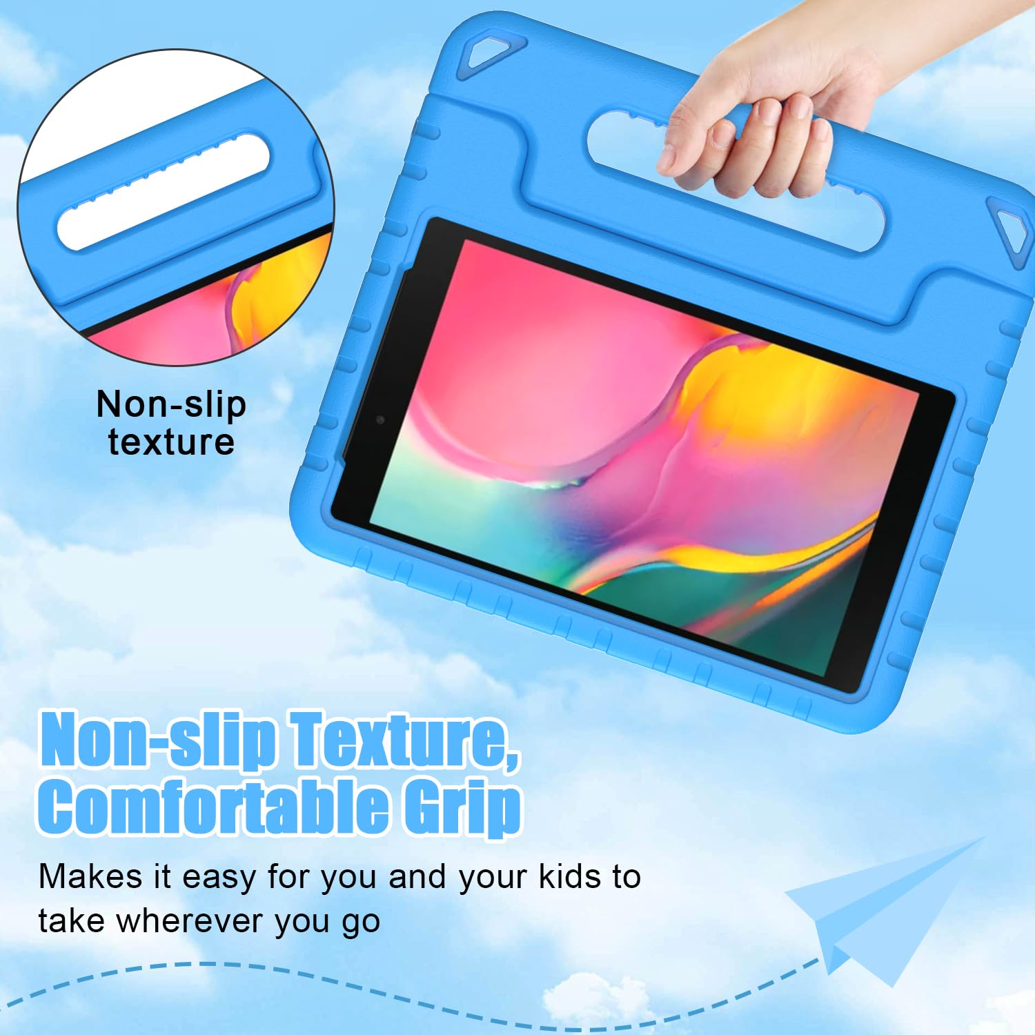 BMOUO for Samsung Galaxy Tab A 8.0 2019 Case SM-T290/T295, Galaxy Tab A 8.0 Case 2019, Shockproof Light Weight Protective Handle Stand Kids Case for Galaxy Tab A 8.0 inch 2019 Without S Pen - Blue