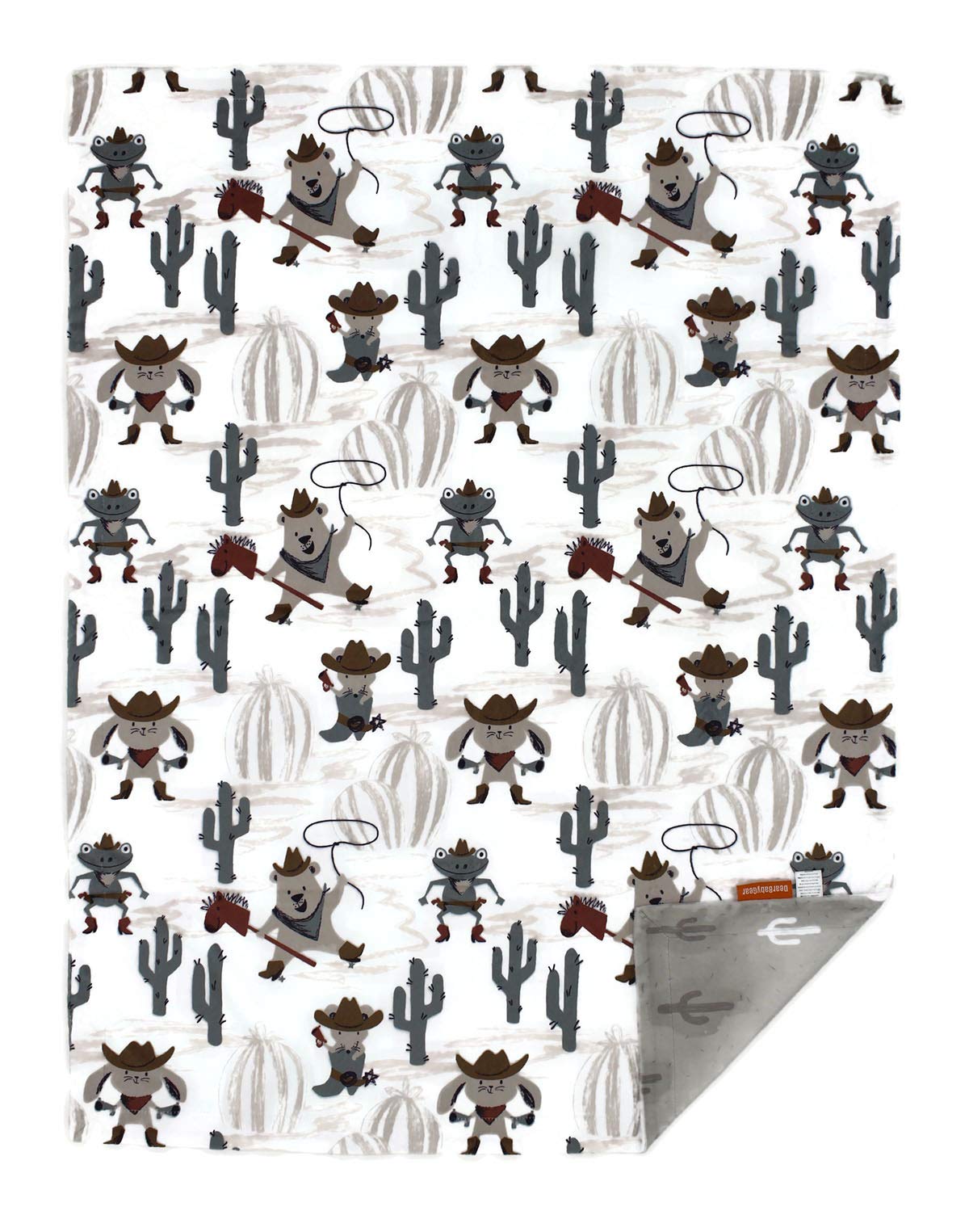Dear Baby Gear Deluxe Double Layer Baby Blanket - Gender Neutral Infant Blankets for Girls & Boys - Nursery Quilt for Newborn - Cute Infant Blanket Gifts - Wild West Cactus in Gray Cactus, 40" x 30"