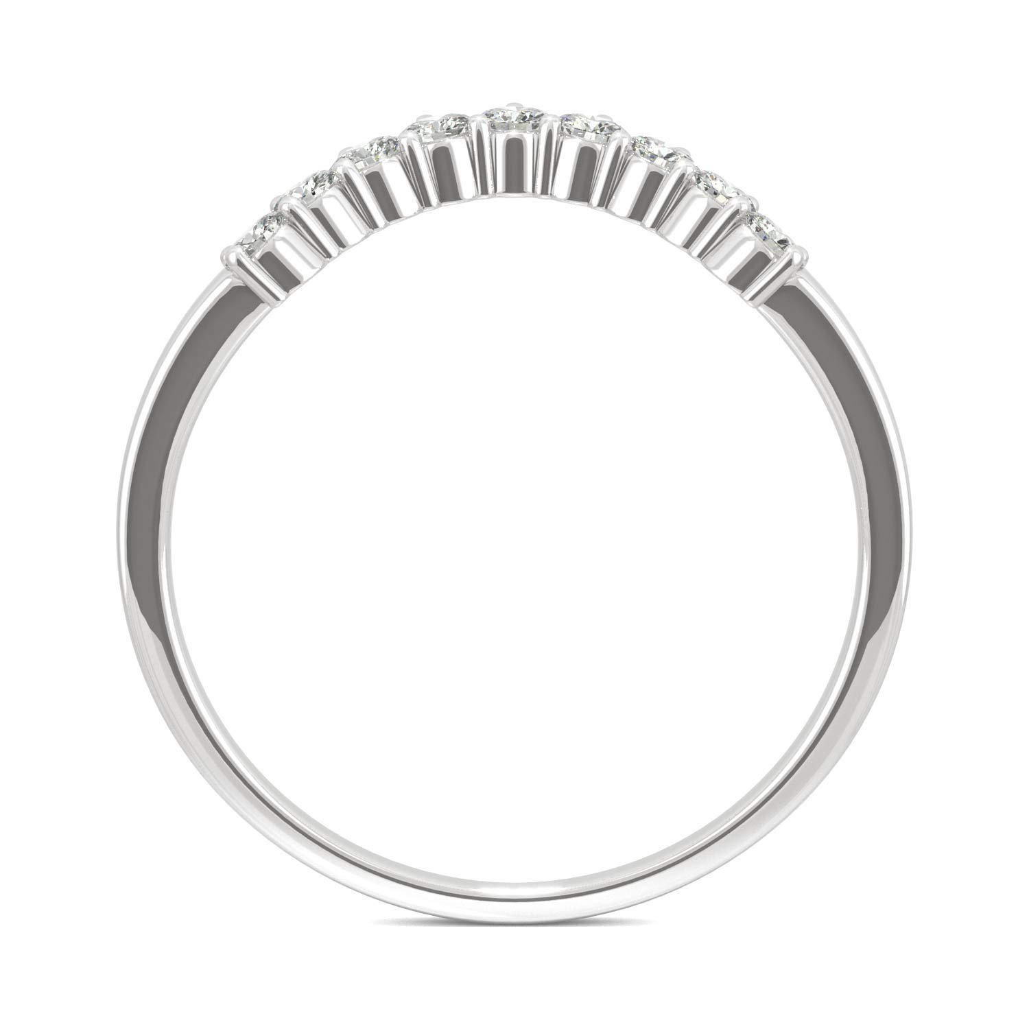 14K White Gold Moissanite Curved Crown Wedding Band-size 8 0.27cttw DEW by Charles & Colvard