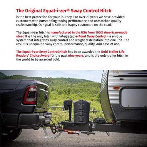 Equal-i-zer 4-Point Sway Control & Weight Distribution Hitch, 1,200/12,000 lbs, 90-00-1269, Includes Standard Hitch Shank & Pre-Installed Hitch Ball