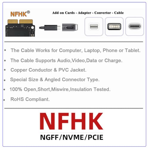 NFHK NGFF M-Key NVME M.2 SSD to PCI-E Express 3.0 16x X4 Adapter Without Bracket