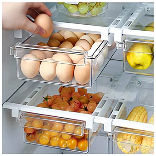 3 PACK Refrigerator Organizer Bins,Fridge Drawer Organizer, Egg Holder for Refrigerator,Fridge Organizers and Storage Clear Shelf Organizer Storage Box for Egg Fruits Vegetable