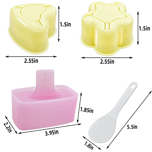 3 Pack Rice Ball Mold & White Rice Paddle Spam Musubi Maker Mold Sushi Making Kit Non Stick Musubi Press Onigiri Molds Spam Rice Mold Luncheon Meat Press Home Kitchen Lunch Bento DIY for Kids