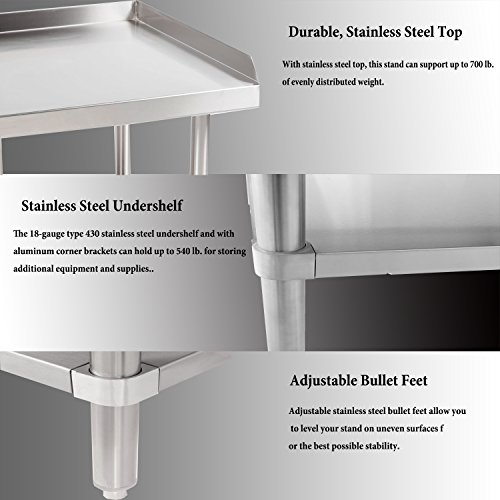 KITMA Stainless Steel Equipment Grill Stand with Undershelf for Restaurant - Heavy Duty Griddle Stand Table - 48x28 Inchesā¦